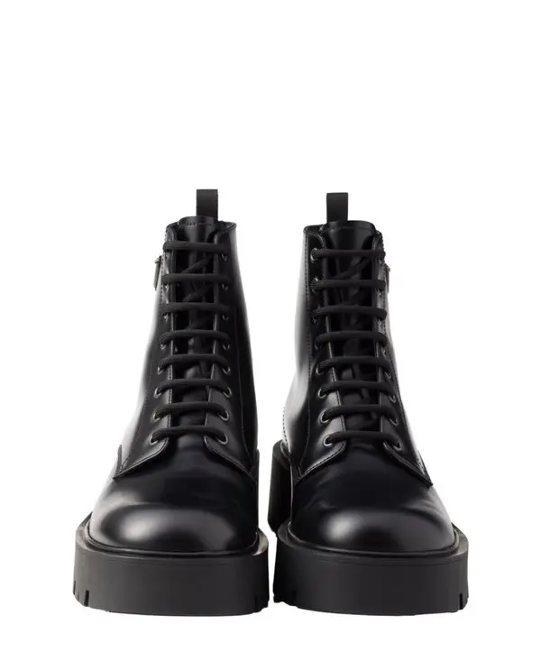Prada Brushed Leather Combat Boots