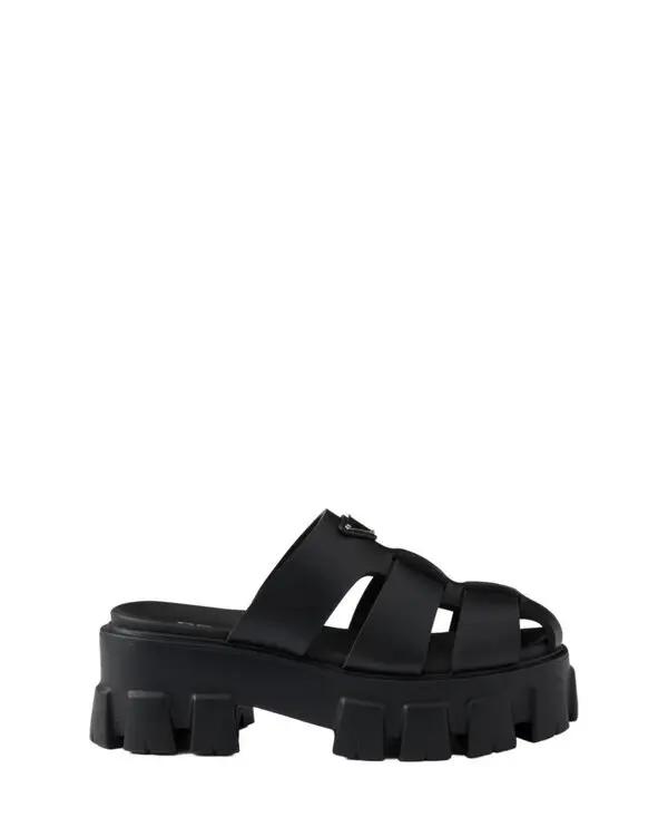 Prada Monolith Rubber Mules - Black