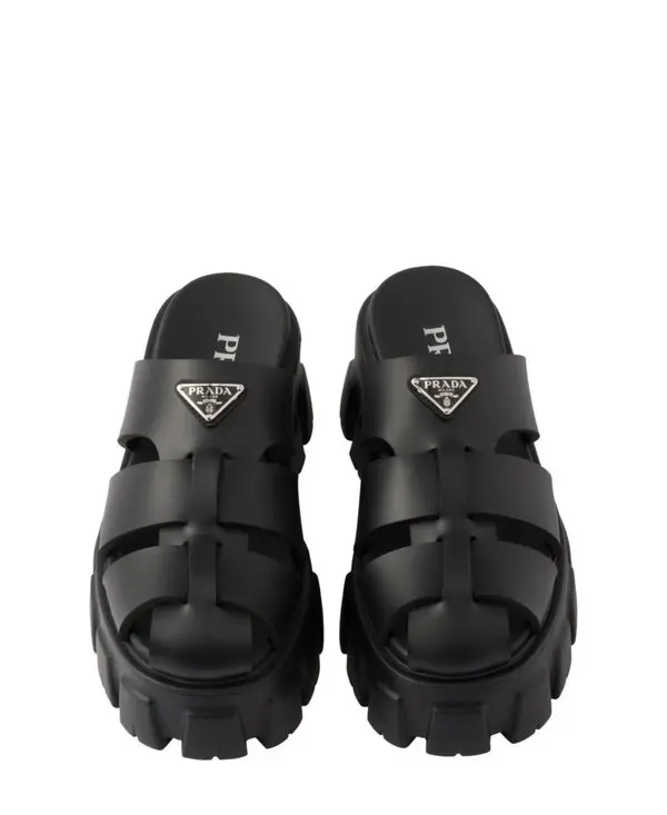Prada Monolith Rubber Mules - Black