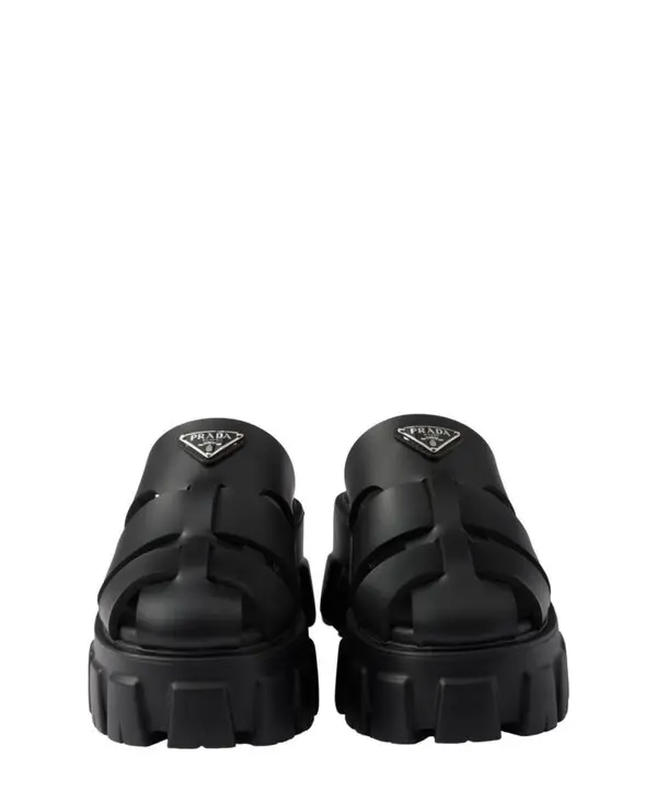 Prada Monolith Rubber Mules - Black