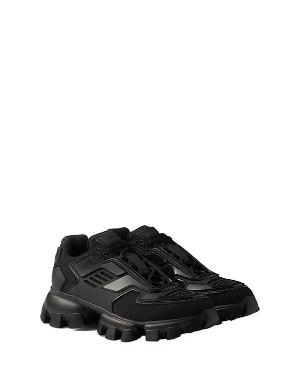 Prada Cloudbust Thunder Knit Fabric Sneakers - Black
