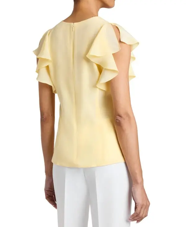 Santorelli Ella Silk Flutter-sleeve Blouse