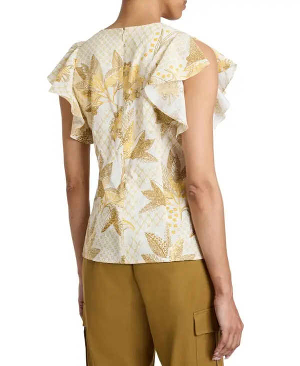 Santorelli Ella Flutter Sleeve Buttoned Blouse
