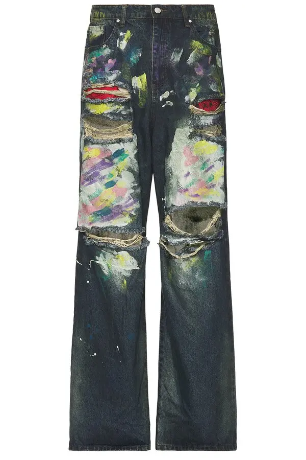 BASKETCASE Lax Baggy Paint Splatter Jeans - Multi