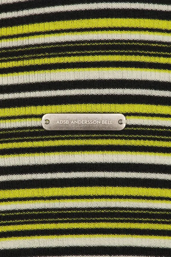 Andersson Bell Stripe Polo Sweater In Green