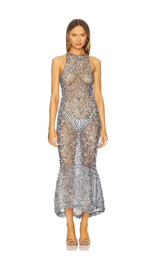 Lapointe Sequin High Low Midi Dress