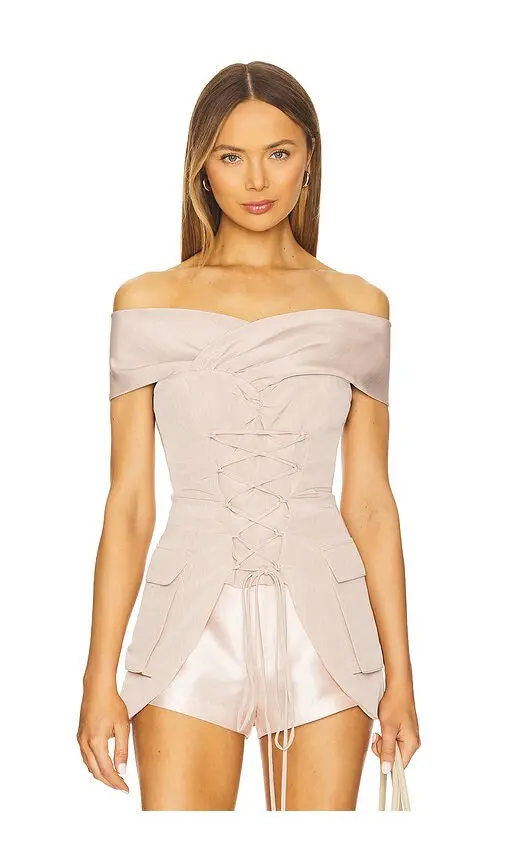 KIM SHUI Off Shoulder Tie Top