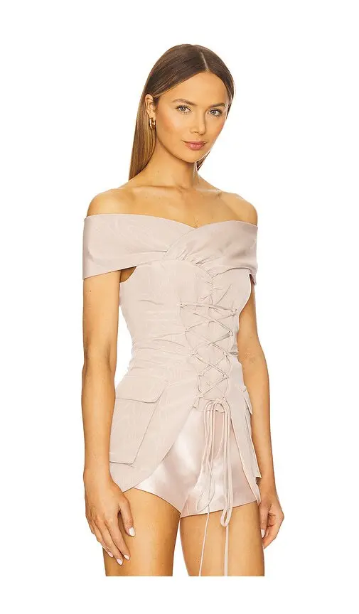 KIM SHUI Off Shoulder Tie Top