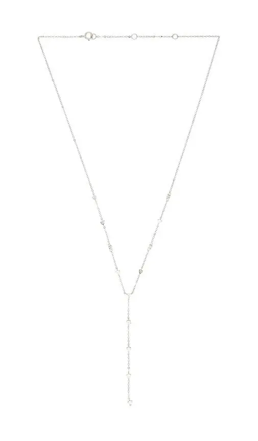 Shashi Solitaire Station Lariat Necklace - Silver