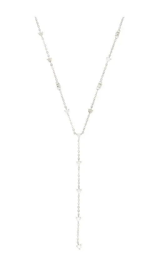 Shashi Solitaire Station Lariat Necklace - Silver