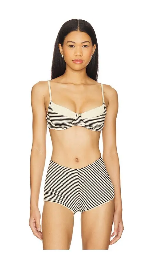 Frankies Bikinis X Bella Hadid Jolene Striped Rib Bikini Top - Lasso