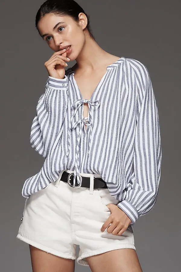Rails Brielle Long-sleeve Front-tie Blouse
