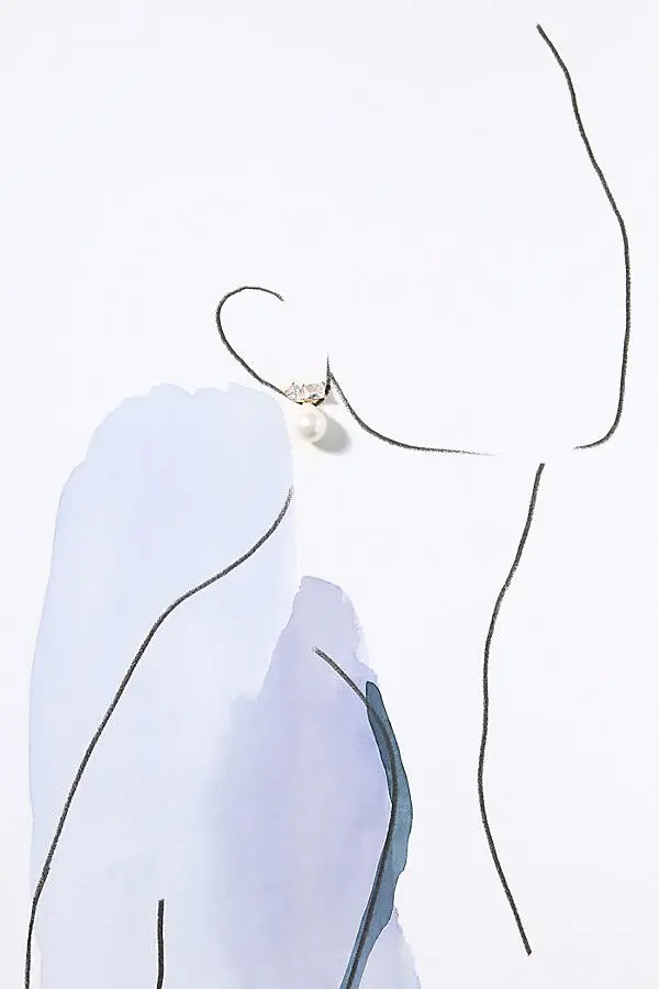 Anthropologie Shaped Crystals Pearl Drop Earrings
