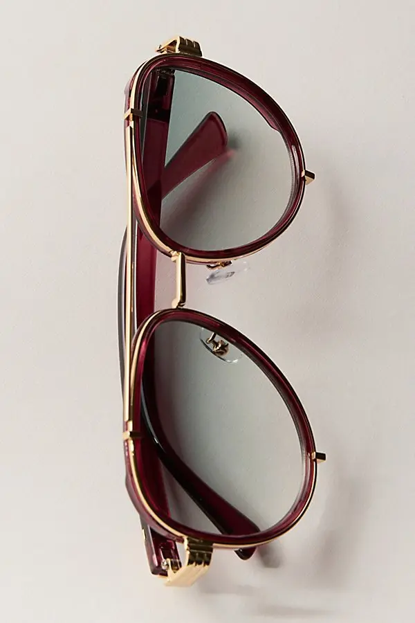 Free People Wesley Oversized Aviator Sunglasses - Cherry Cordial