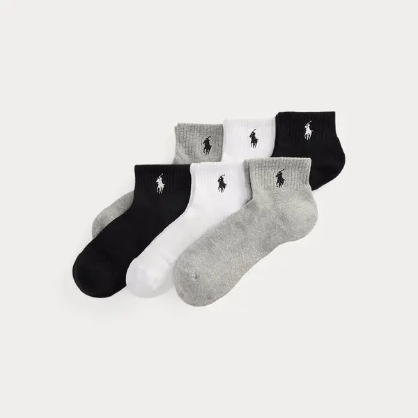 Ralph Lauren Quarter Sock 6-pack - Grey Heather Assorted