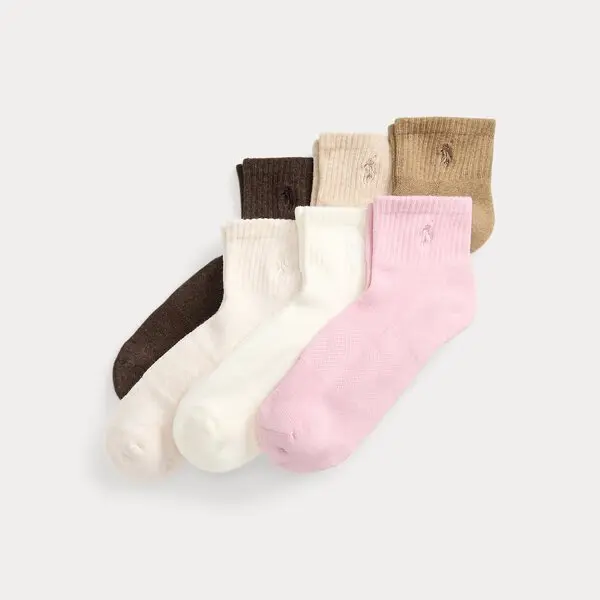 Ralph Lauren Quarter Socks 6 Pack - Soft Pink