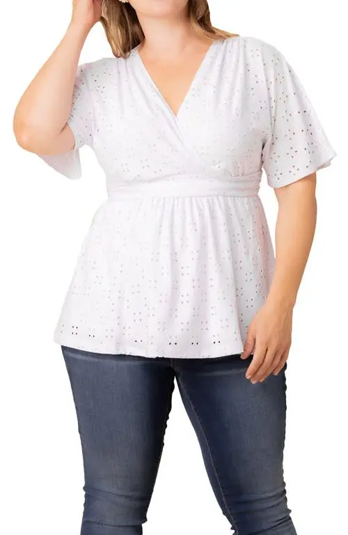 KIYONNA Sunny Day Eyelet Wrap Top - White