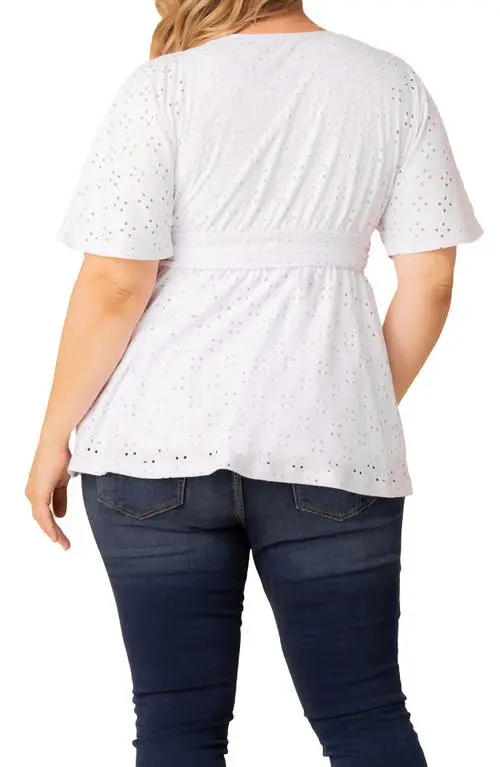 KIYONNA Sunny Day Eyelet Wrap Top - White
