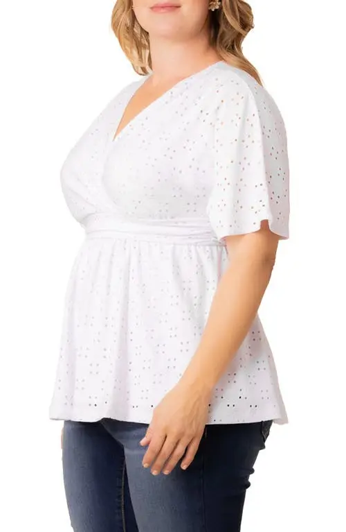 KIYONNA Sunny Day Eyelet Wrap Top