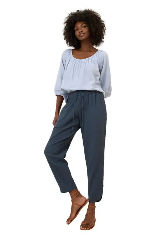 PACT Organic Cotton Coastal Double Gauze Tapered Pull-on Pant - French Navy