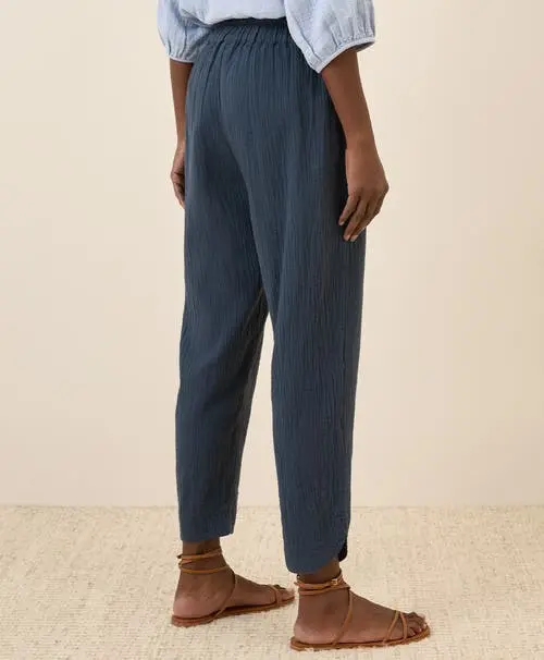PACT Organic Cotton Coastal Double Gauze Tapered Pull-on Pant - French Navy