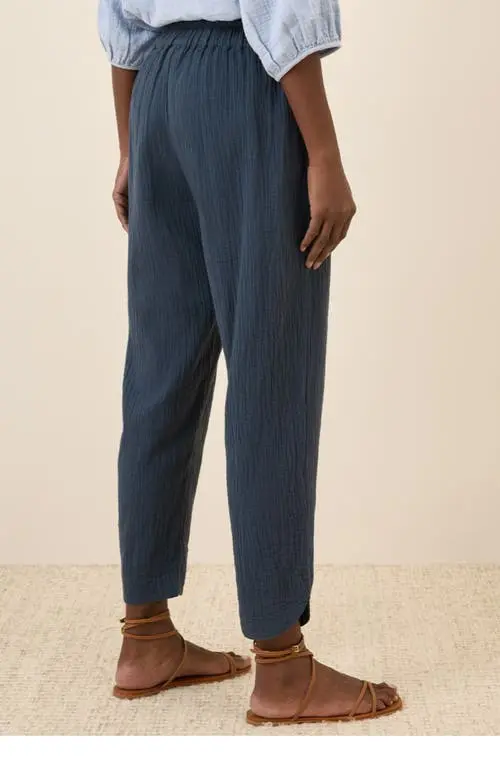 PACT Organic Cotton Coastal Double Gauze Tapered Pull-on Pant - French Navy