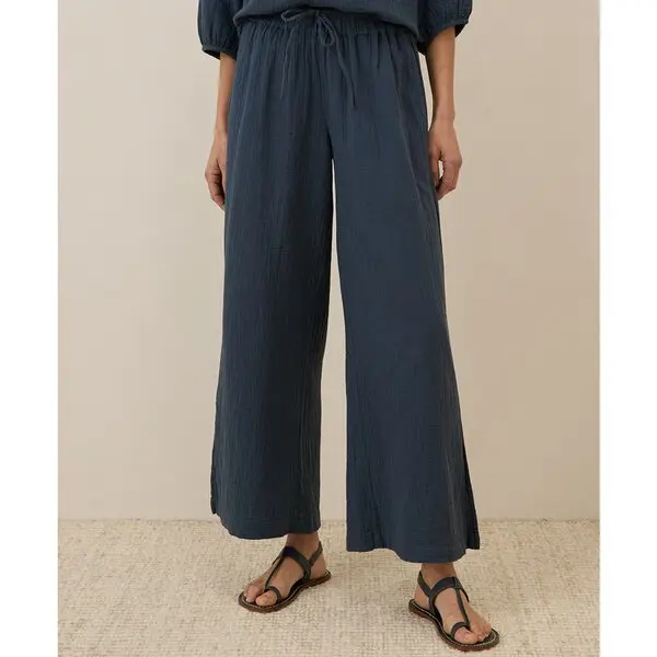 PACT Organic Cotton Coastal Double Gauze Split Hem Pant - French Navy