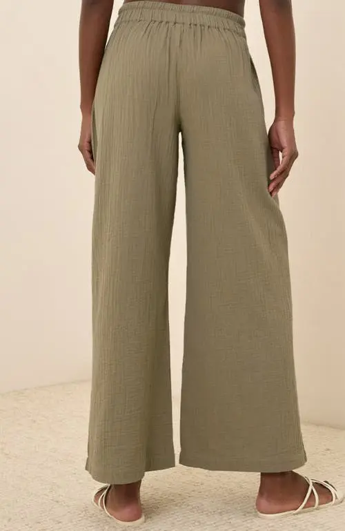 PACT Organic Cotton Coastal Double Gauze Split Hem Pant - Khaki Green