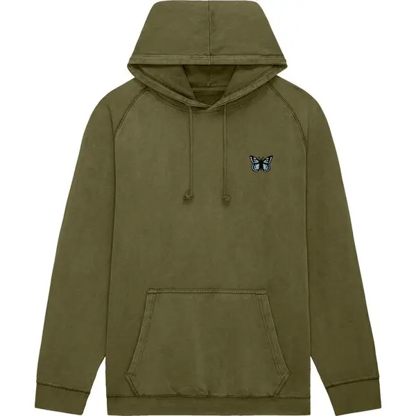 DALIX Butterfly Mineral Washed Hoodie - Olive