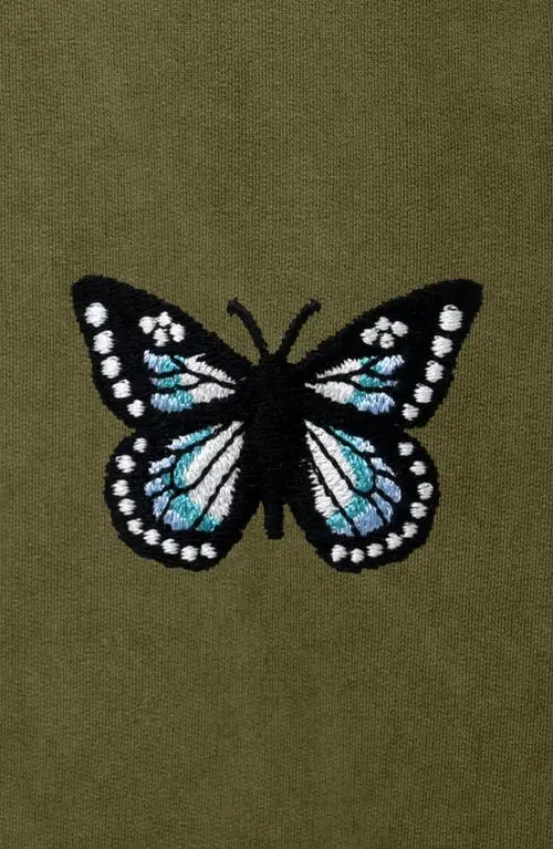 DALIX Butterfly Mineral Washed Hoodie - Olive