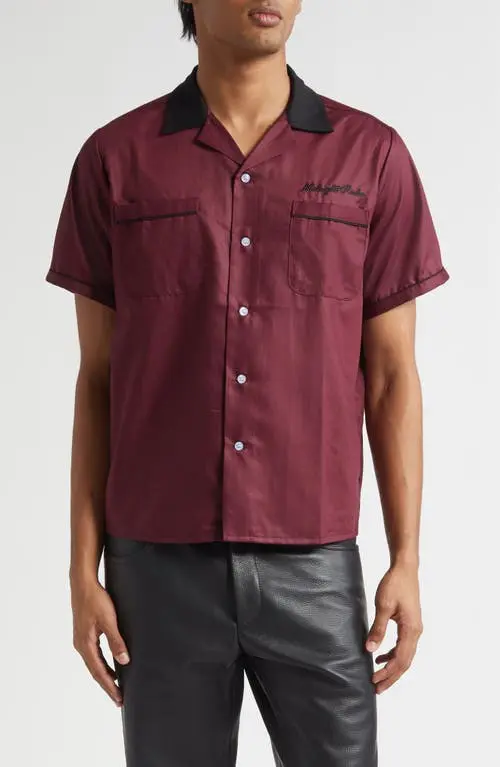 MIDNIGHT RODEO Chain Stitch Piped Voile Camp Shirt - Cherry