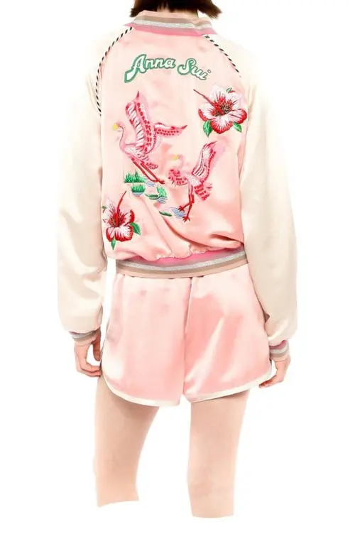 Anna Sui Satin Embroidered Souvenir Jacket