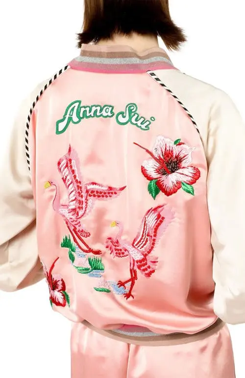 Anna Sui Satin Embroidered Souvenir Jacket