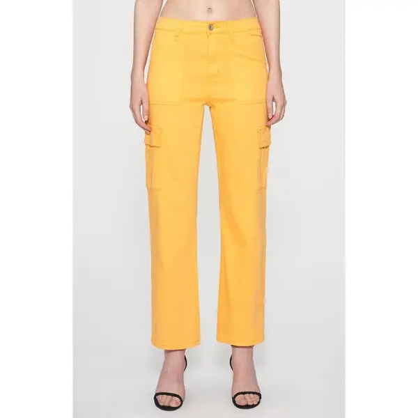 BAYEAS Angel High-waist Ankle Cargo Pants - Orange