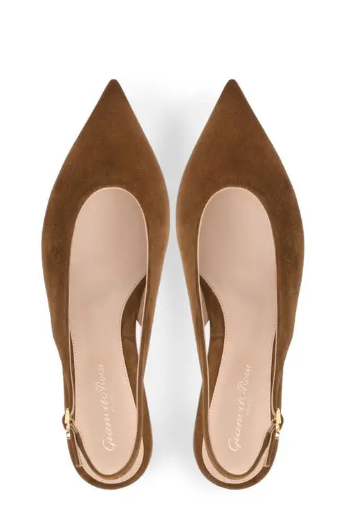 GIANVITO ROSSI Robbie Sling 05 Slingbacks - Brown Suede