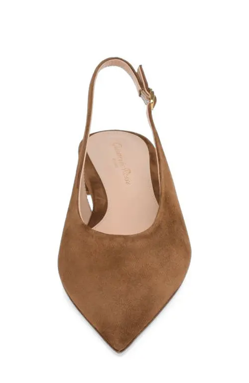 GIANVITO ROSSI Robbie Sling 05 Slingbacks - Brown Suede