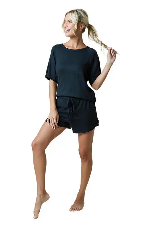 SOFTIES Dream Slouchy Tee And Short Lounge Set - Black