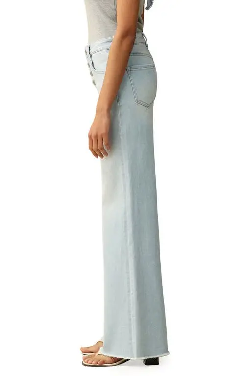BAYEAS Mid-rise Wide-leg Jeans With Button Detail - Light Blue