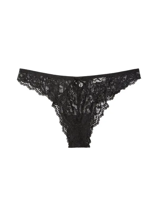 Fleur Du Mal Bianca Lace Cheeky - Black