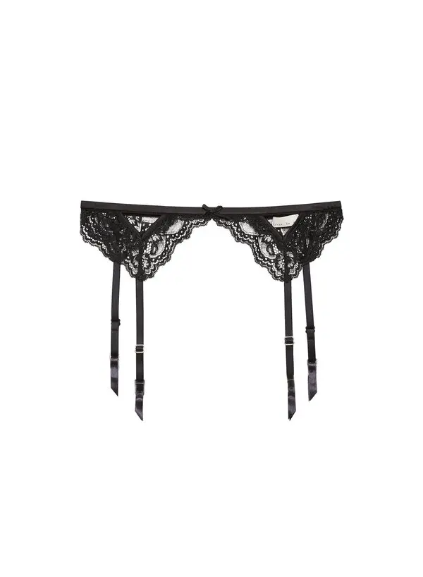 FLEUR DU MAL Bianca Lace Garter Belt - Black
