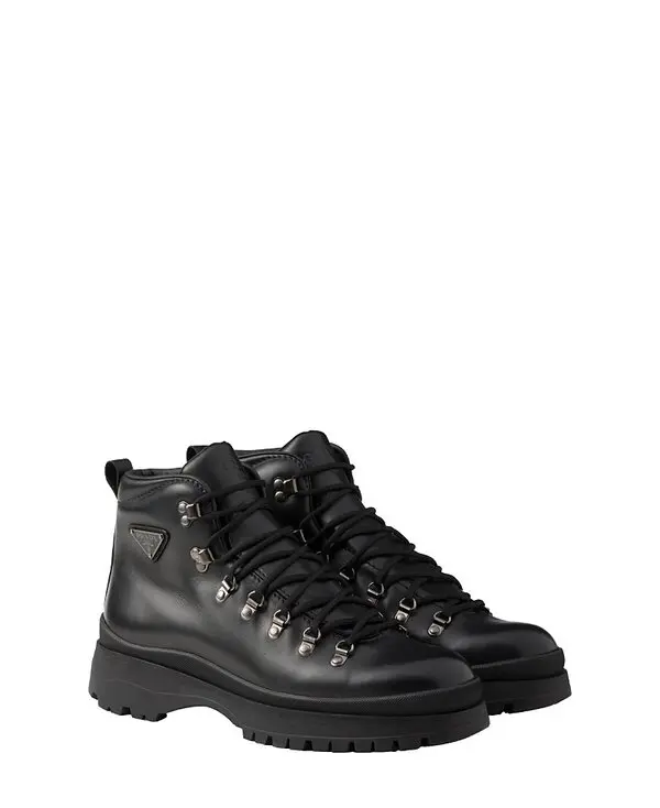 Prada Brixxen Leather Booties - Black
