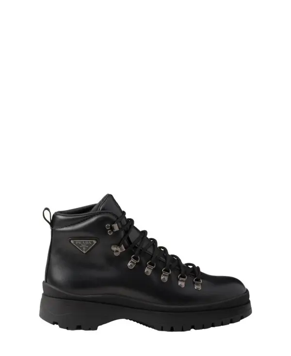 Prada Brixxen Leather Booties - Black