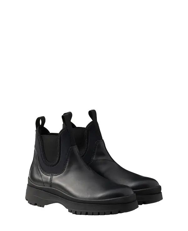 Prada Leather And Stretch Fabric Brixxen Boots
