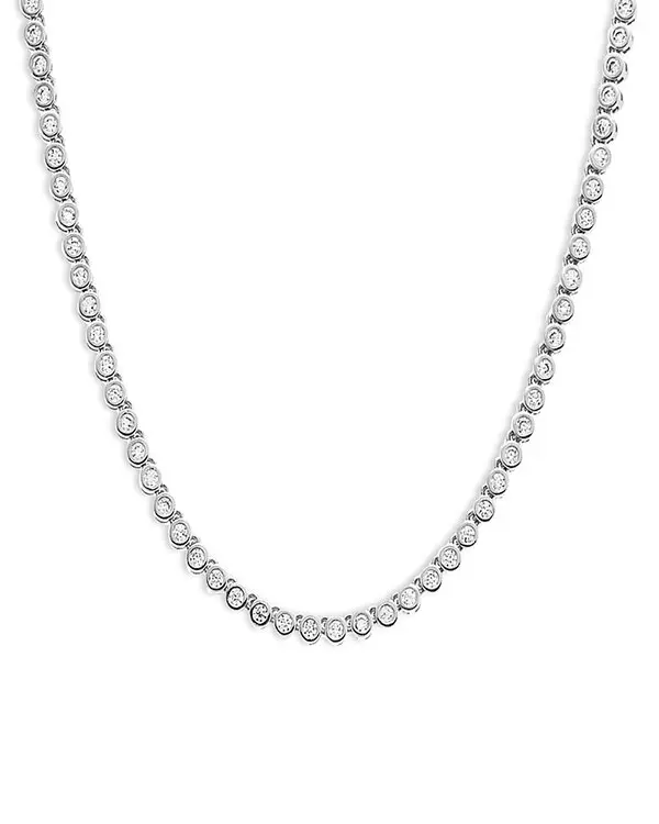 BY ADINA EDEN Cubic Zirconia Bezel Tennis Necklace - Silver