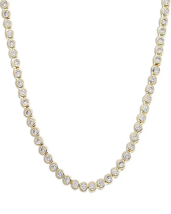 ADINA EDEN Cubic Zirconia Tennis Necklace - Gold