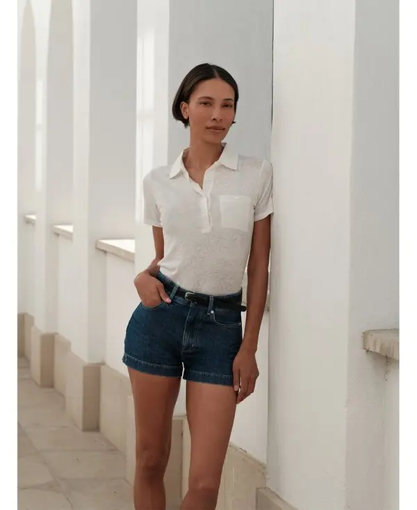 FRAME The Cady Polo Top - Cream