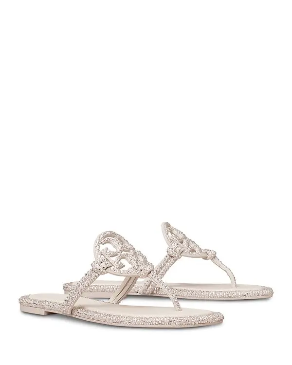Tory Burch Miller Knotted Crystal Sandal - Pearl Powder