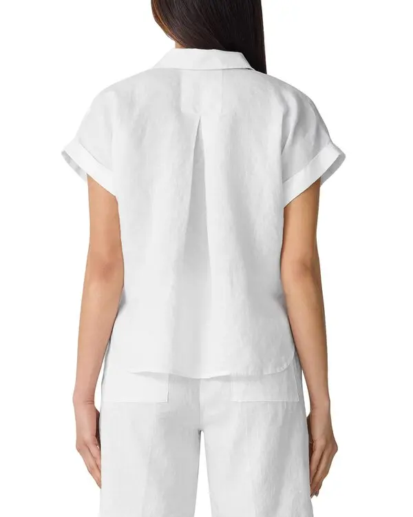 Eileen Fisher Linen Notch Collar Top