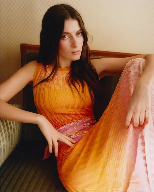 maje dress orange Mini linen dress