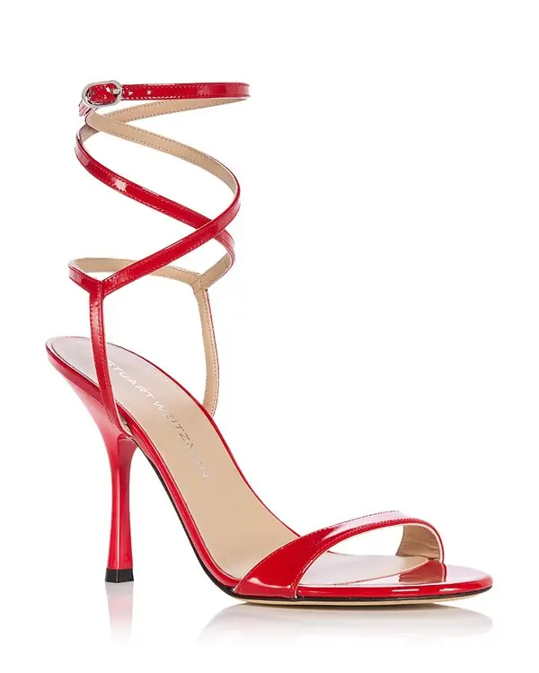 STUART WEITZMAN Nudist Wrap 100 Strappy High Heel Sandals - Cherry